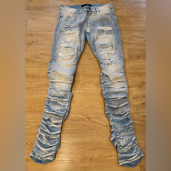 Focus | Jeans | Focus Mens Distressed Vintage Flare Stacked Denim Biker ...